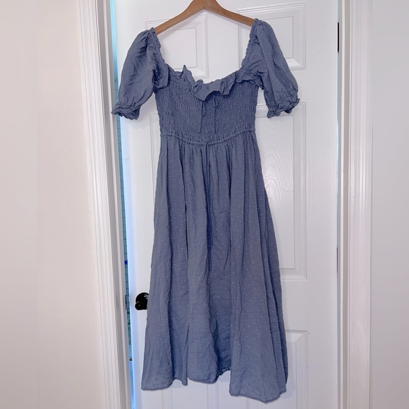 Dresses | Powder Blue Midi Length Puff Sleeve Dress | Poshmark